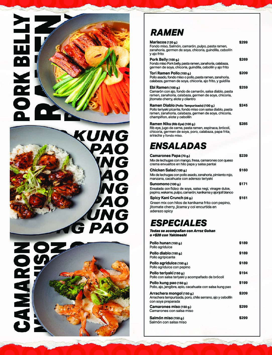 MENU – Urban – Sushi Wok Ramen