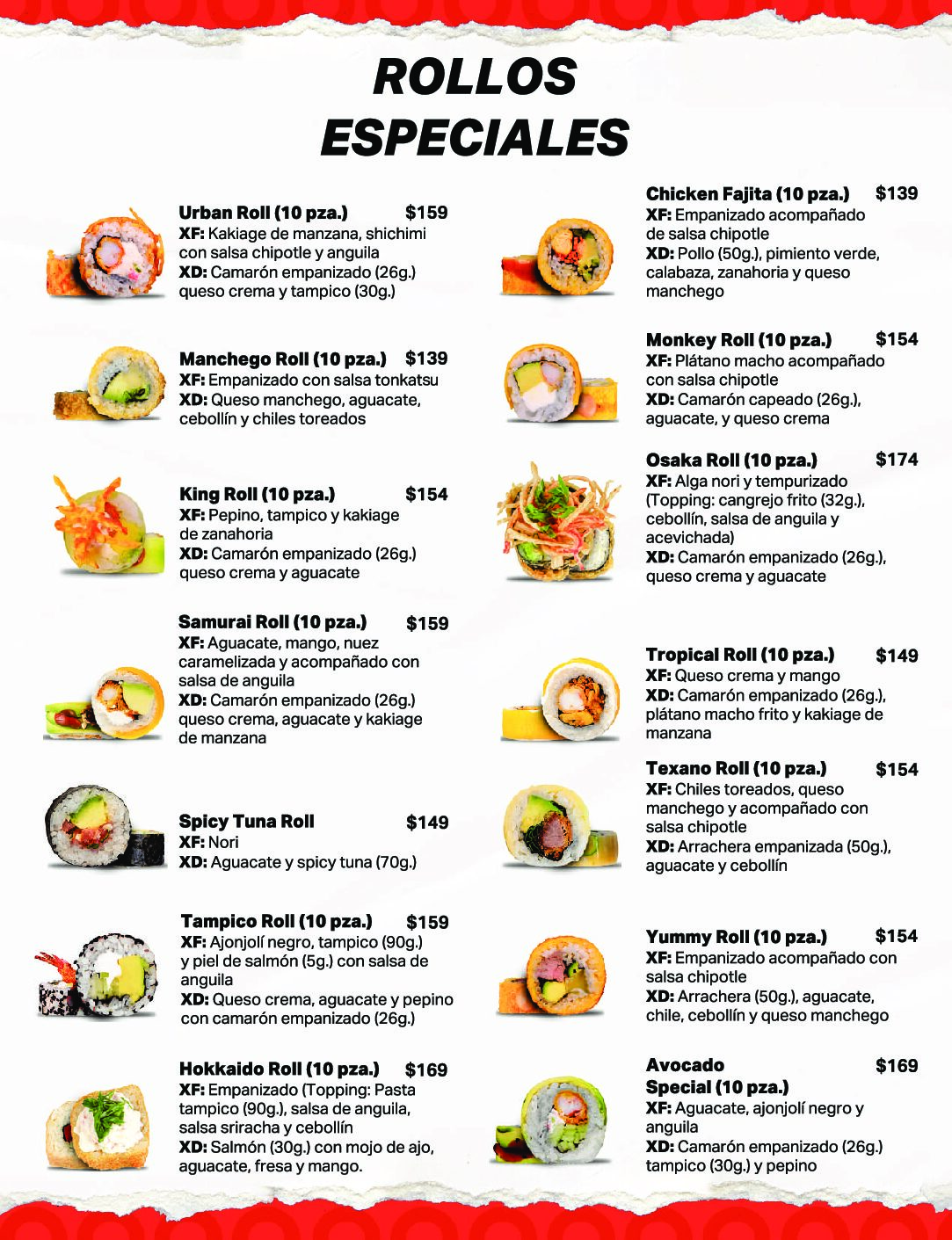 MENU – Urban – Sushi Wok Ramen